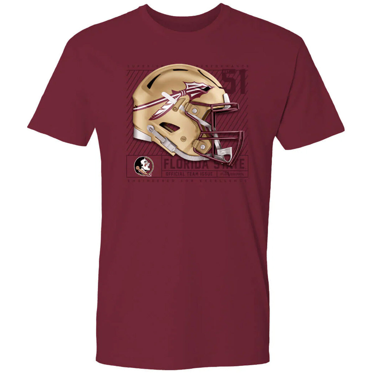 Flogrown Men's Florida State Helmet Design Short Sleeve T-shirt - Garn ...