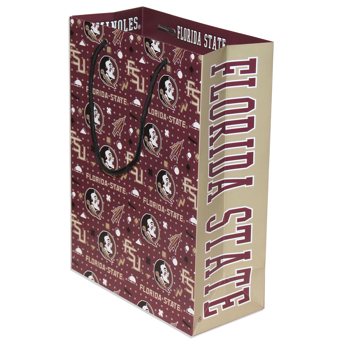 Seminole Logo/Stacked FSU Design Gift Bag - Garnet – Garnet & Gold