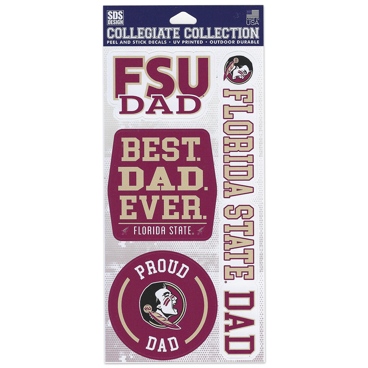 SDS FSU Dad Decal Sheet – Garnet & Gold