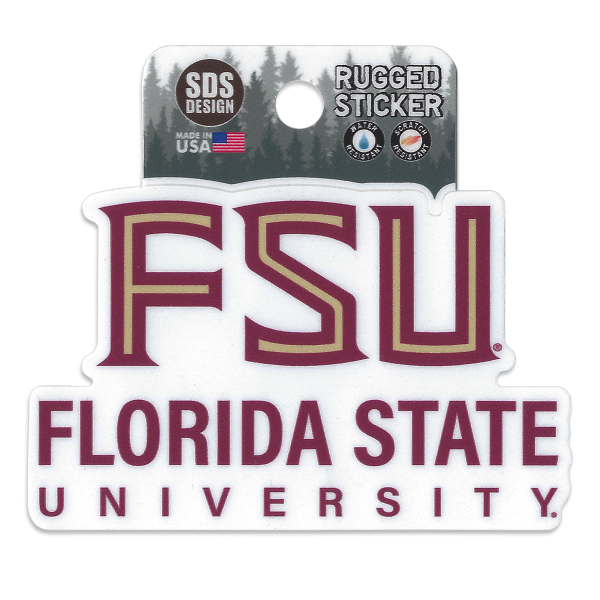 SDS FSU Florida State University Rugged Decal – Garnet & Gold
