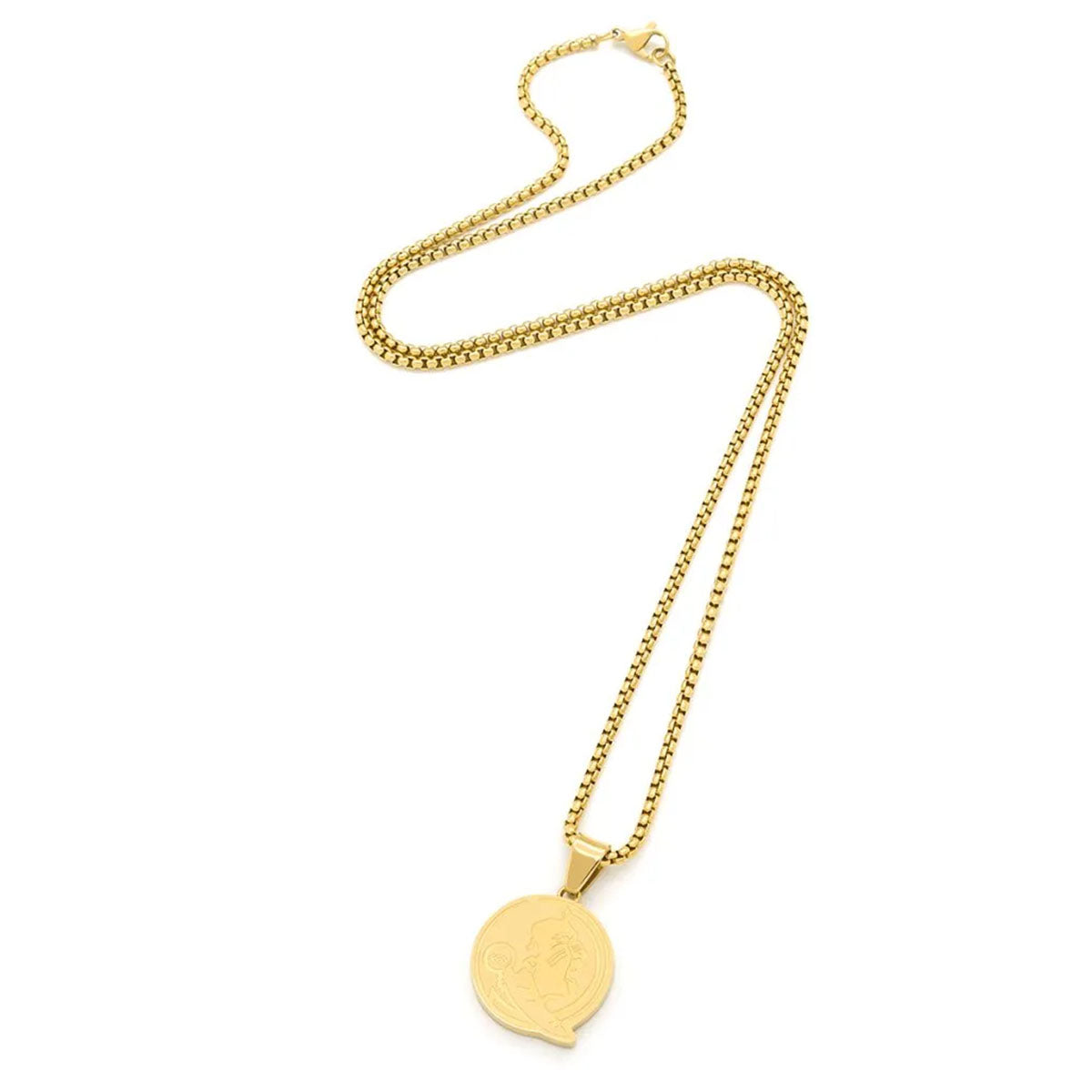 Fandrip Seminole Logo Pendant on 24" Gold Chain Necklace – Garnet & Gold