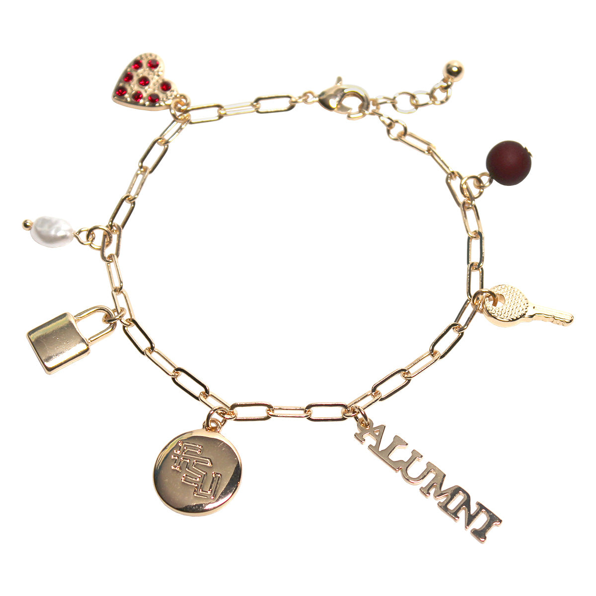 Emerson Street Stacked FSU/Alumni Pendants Charm Bracelet – Garnet & Gold