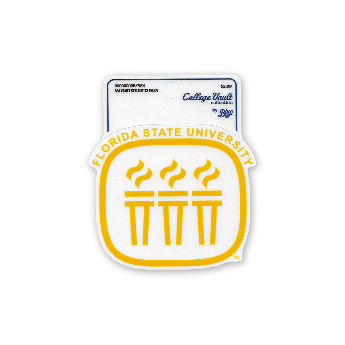 Blue 84 Vault Florida State 3 Torches Logo 3"x4" Decal – Garnet & Gold