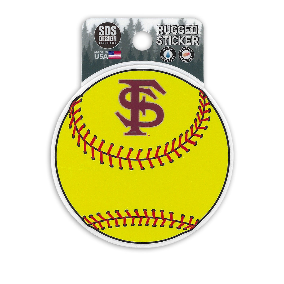 SDS Interlocking FS Softball 3.5" Rugged Decal – Garnet & Gold