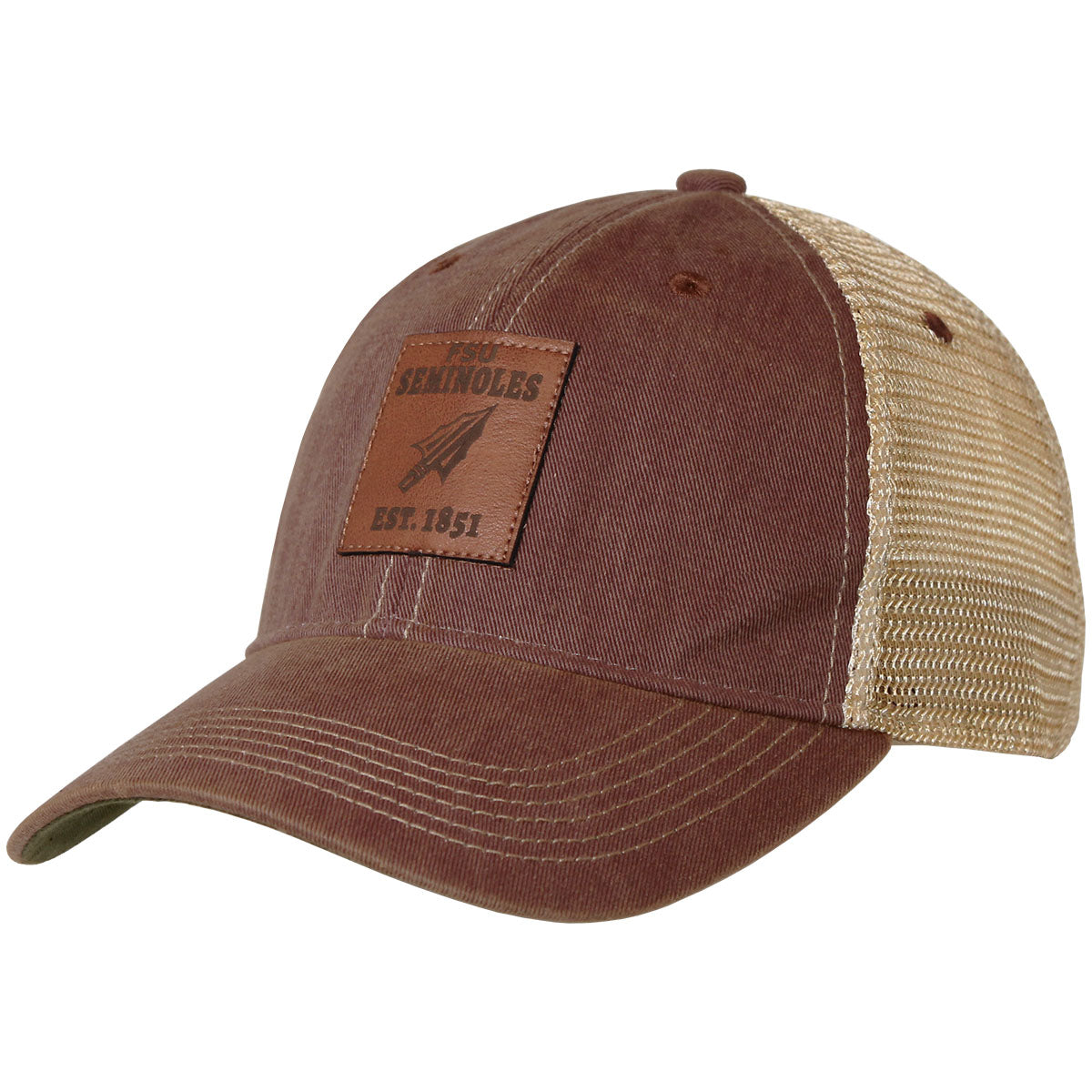 Legacy FSU Seminoles Arrowhead Leather Patch Adjustable Trucker Cap ...
