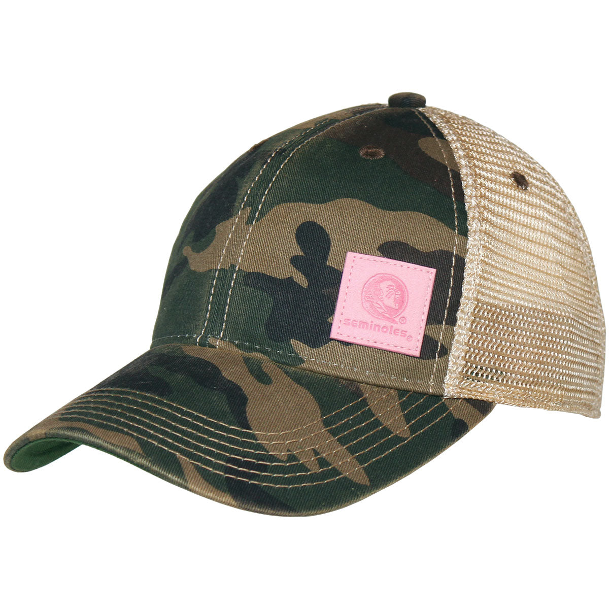 Legacy Seminole Logo/Seminoles Pink Patch Adjustable Women's Trucker C ...